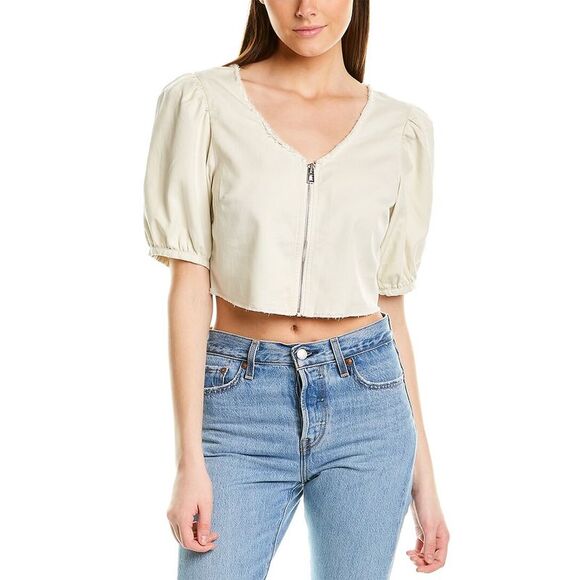 Good American | Tops | Good American Puff Sleeve Crop Top | Poshmark